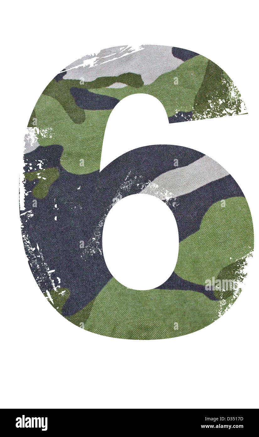 6, number from military fabric texture on white background Stock Photo ...