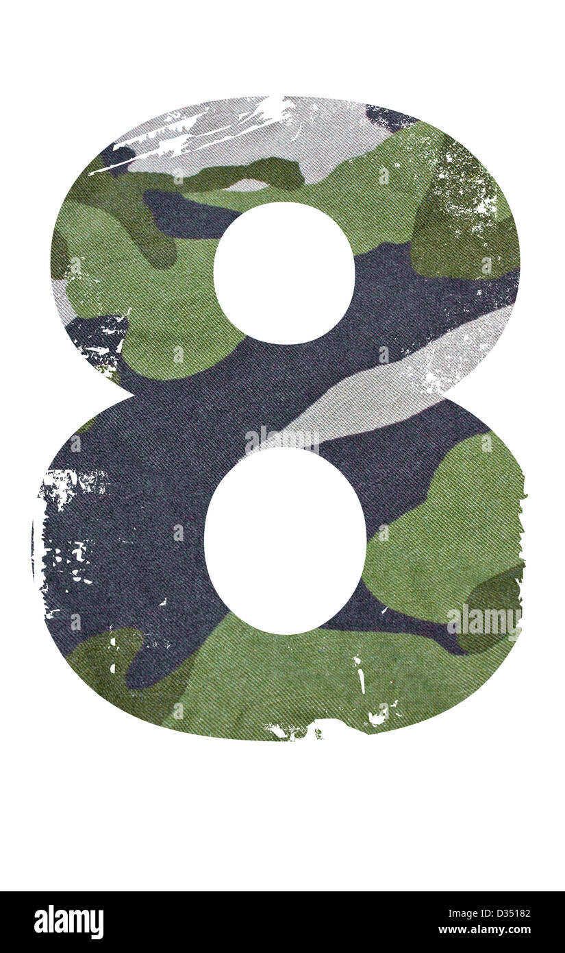8, number from military fabric texture on white background Stock Photo ...