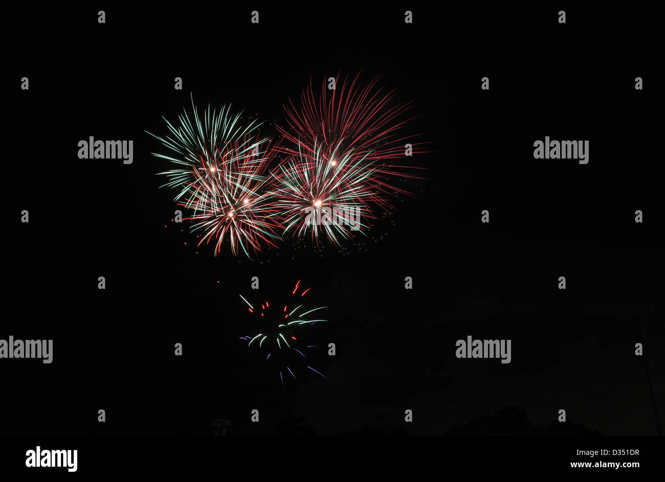 Five amazing fireworks in a dark night Stock Photo - Alamy