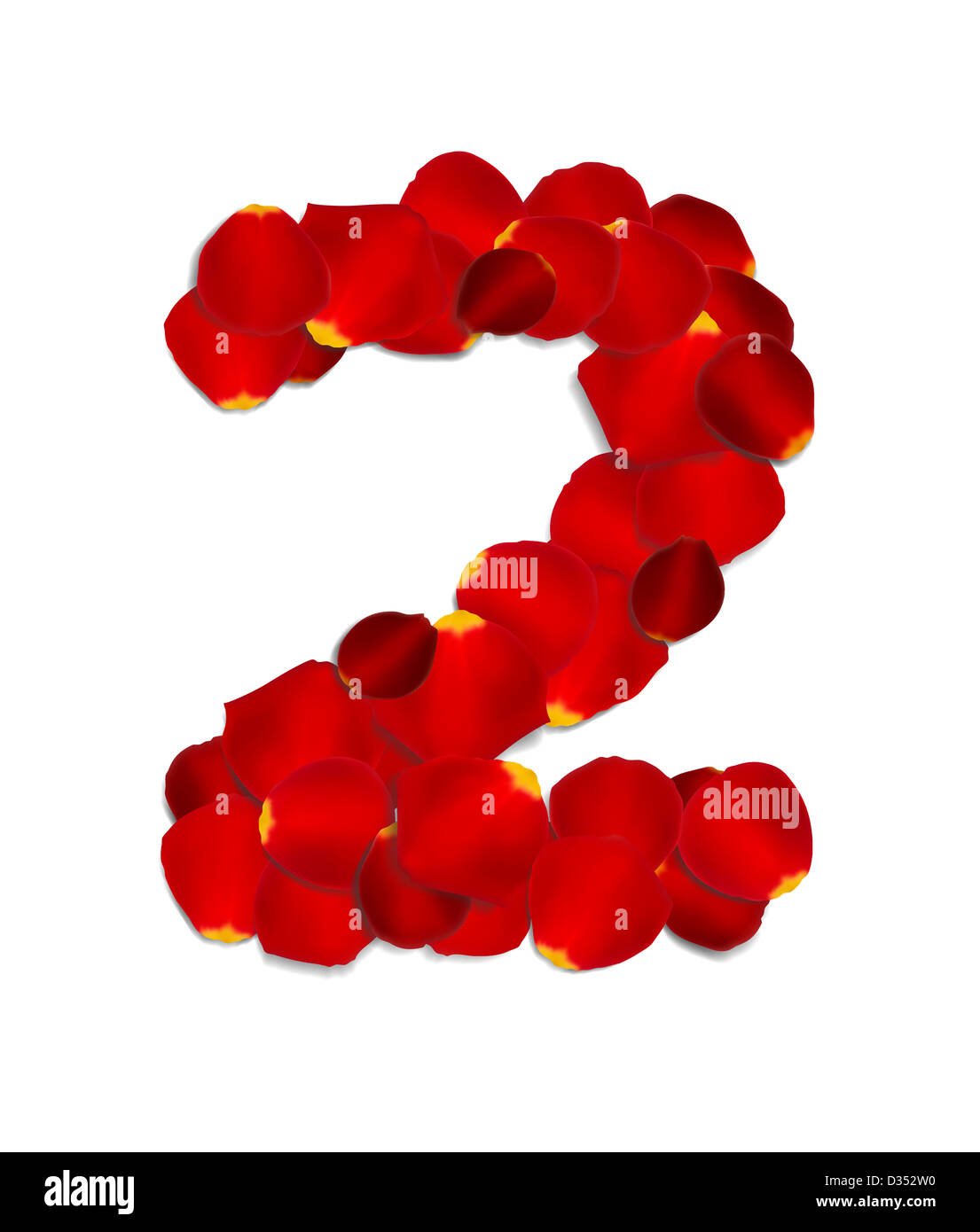 Number 2 made from red rose petals Stock Photo - Alamy