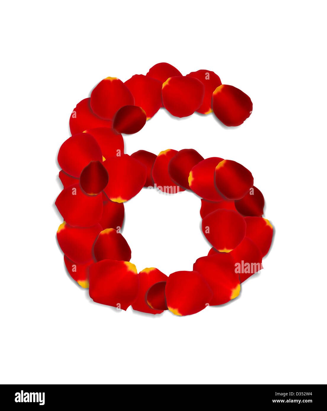 Number 6 made from red rose petals Stock Photo - Alamy