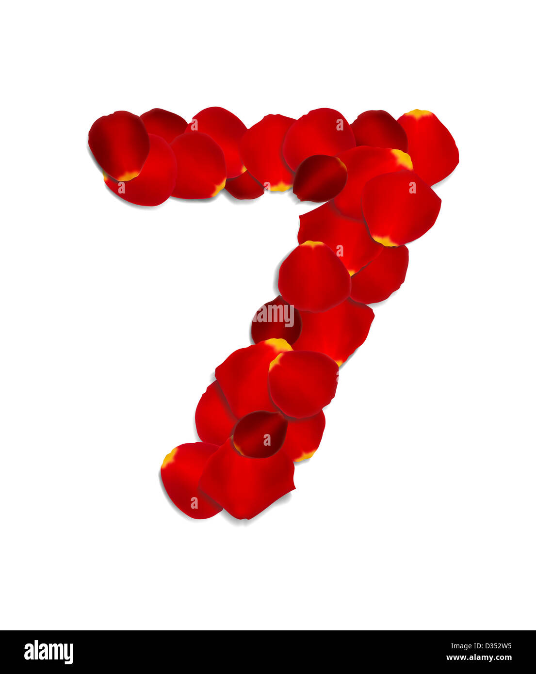 Number 7 made from red rose petals Stock Photo - Alamy