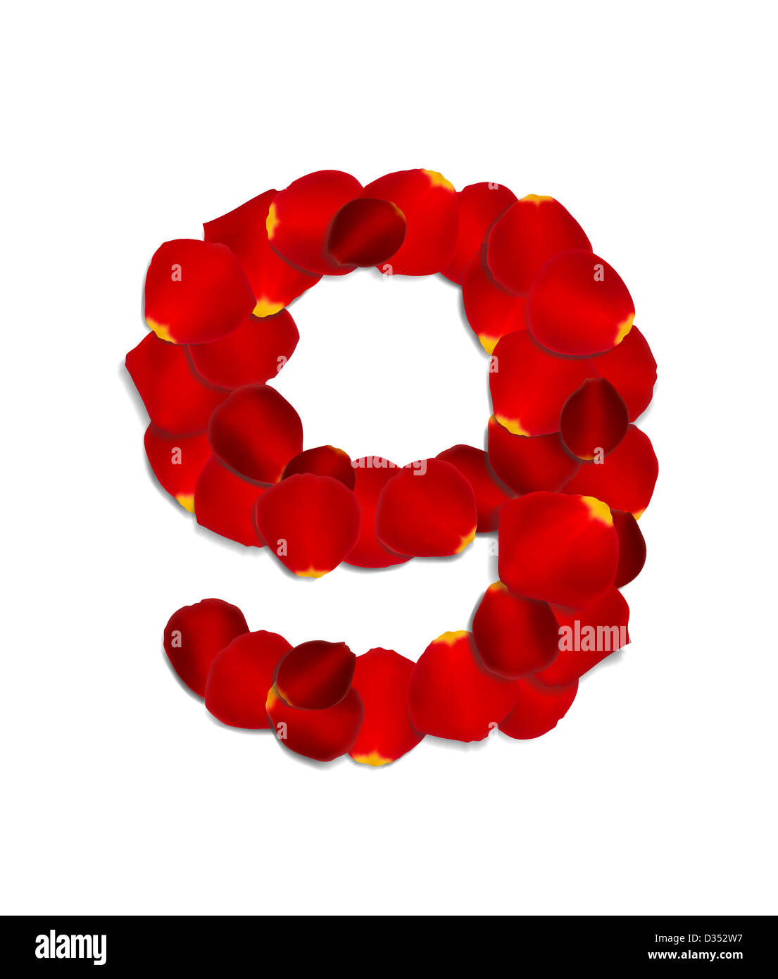 Number 9 made from red rose petals Stock Photo - Alamy