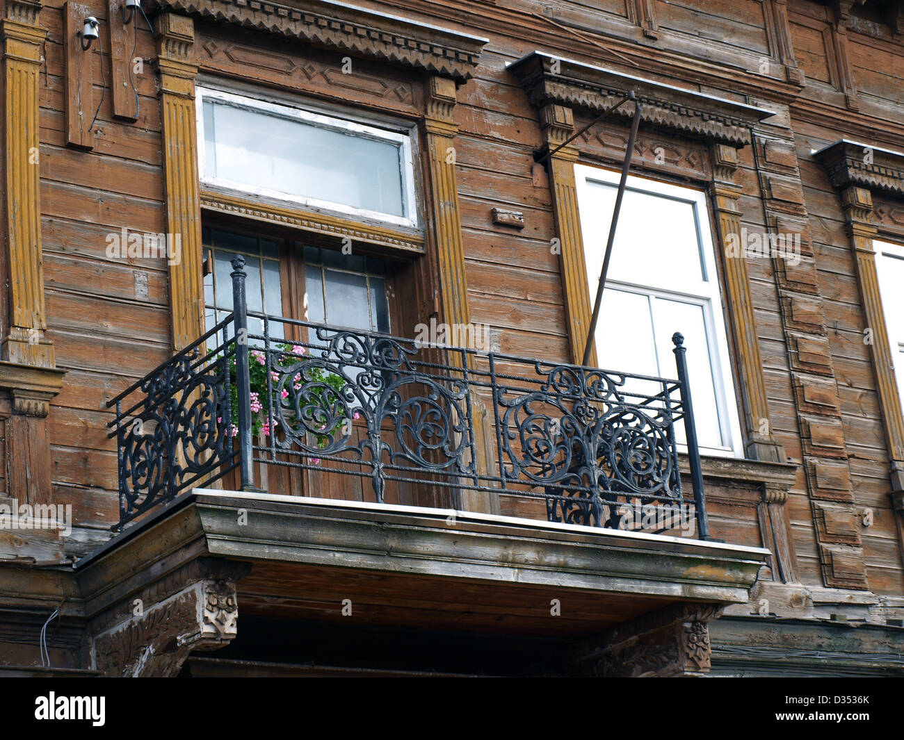 Retro style metal forging enclosure on balcony Stock Photo - Alamy