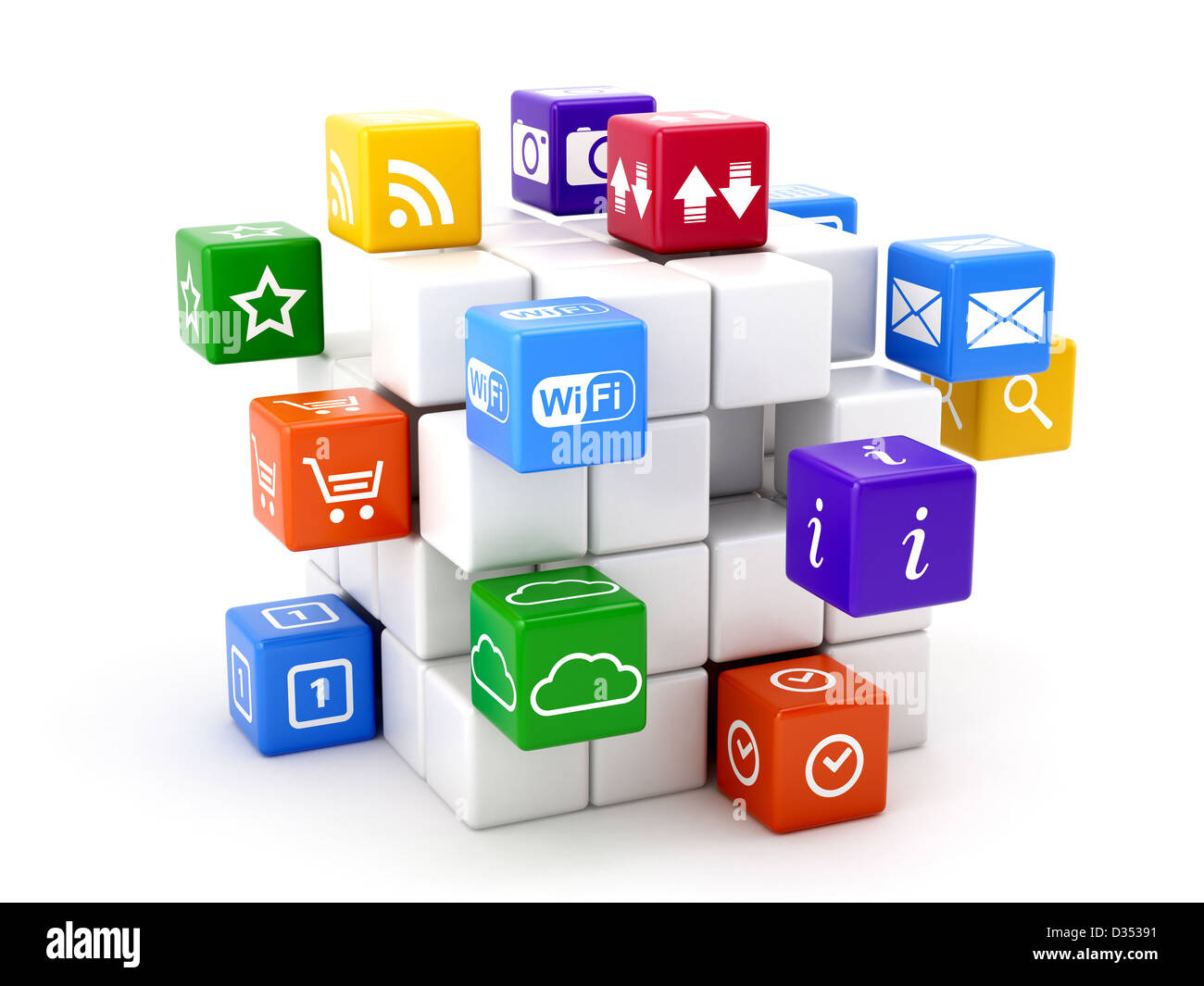 3d illustration of software concept. Icons isolated on white background ...