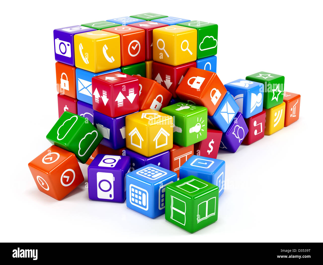 3d illustration of software concept. Icons isolated on white background ...