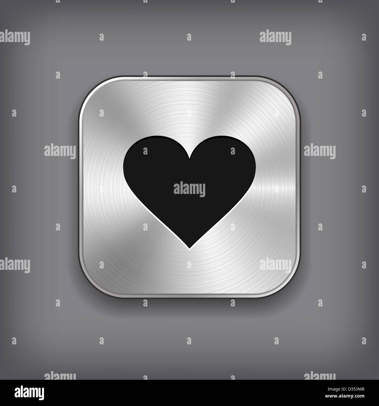 Heart icon - metal app button Stock Photo - Alamy