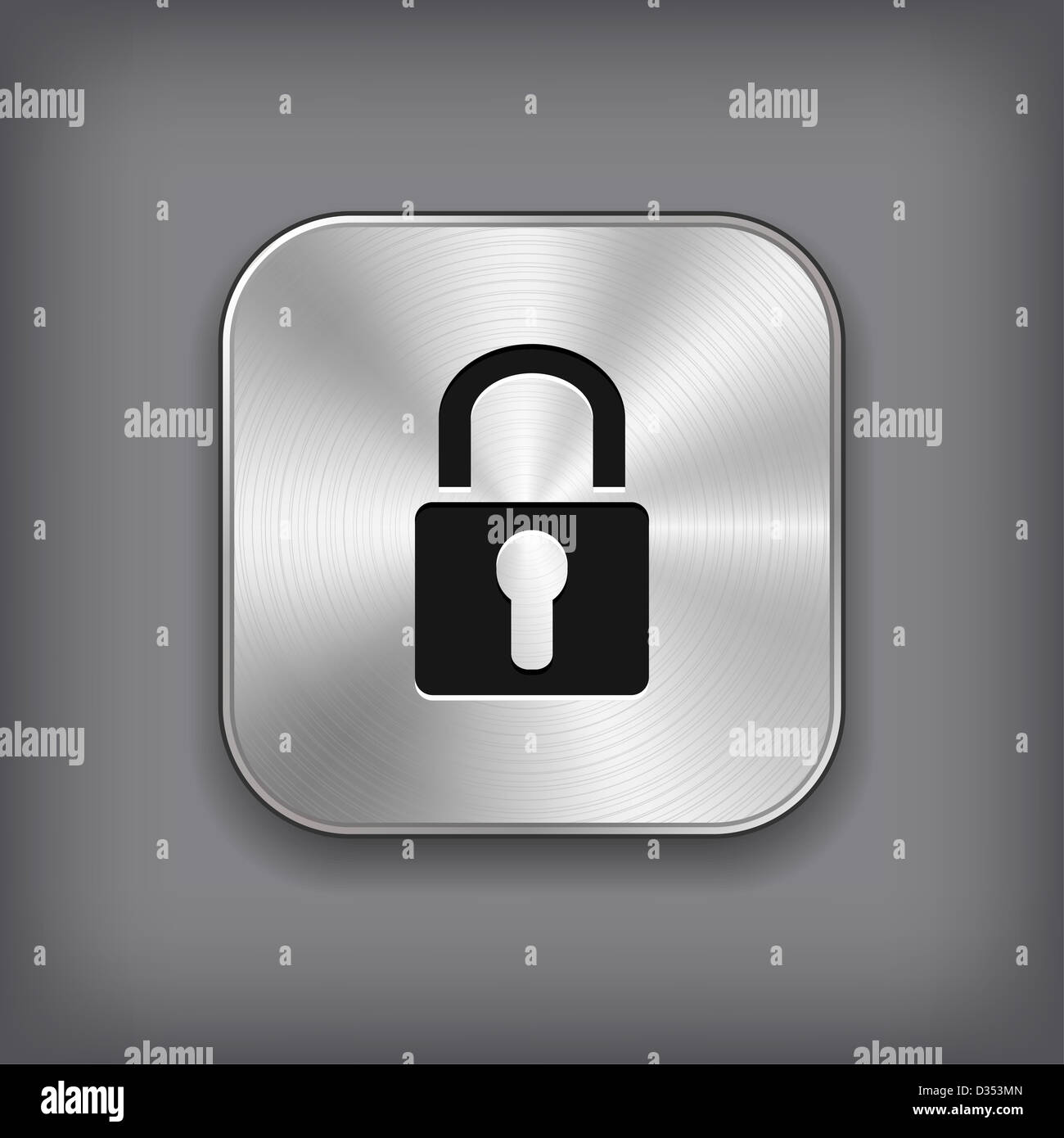 Lock icon - metal app button Stock Photo - Alamy