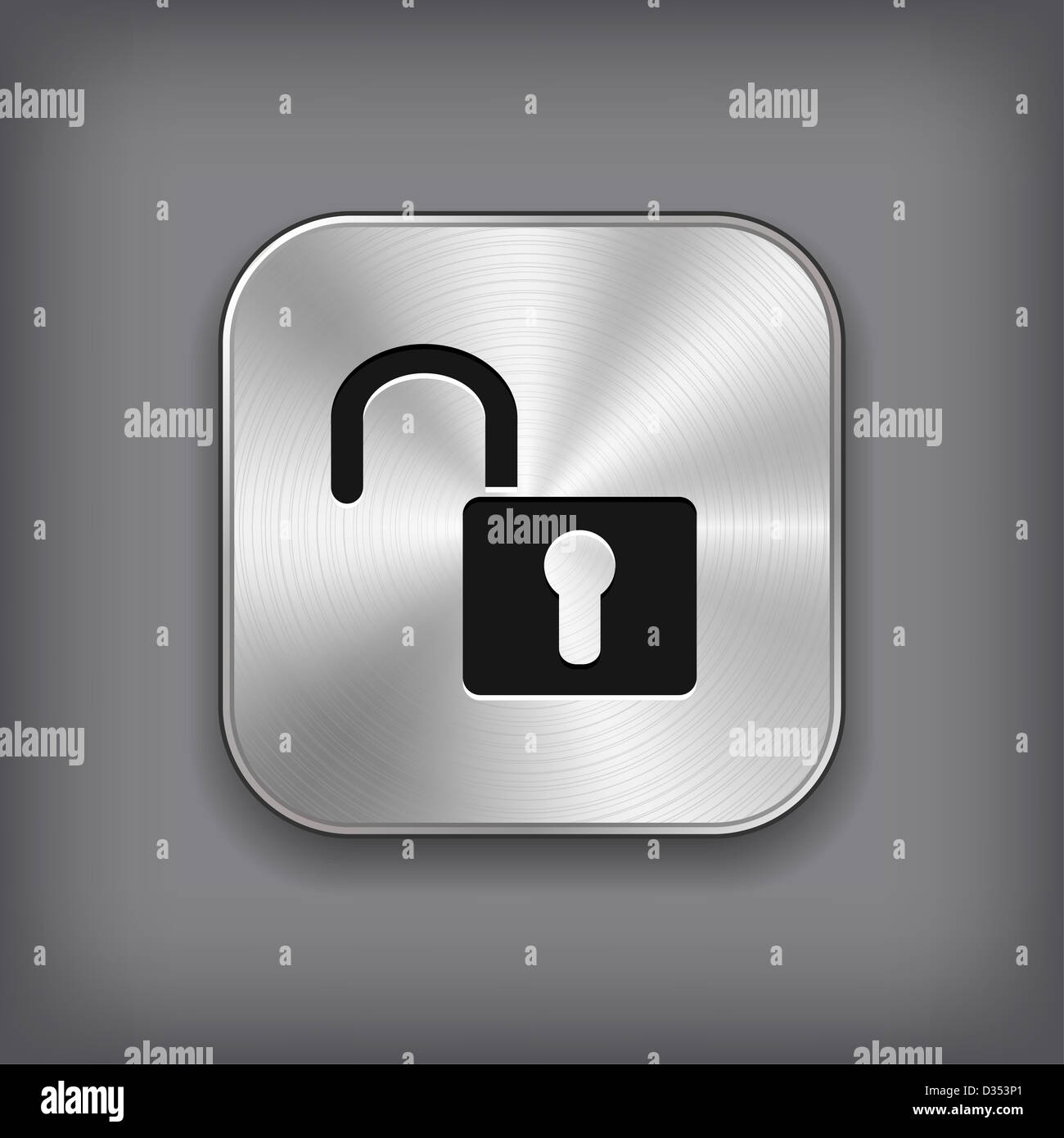 Unlock icon - metal app button Stock Photo - Alamy