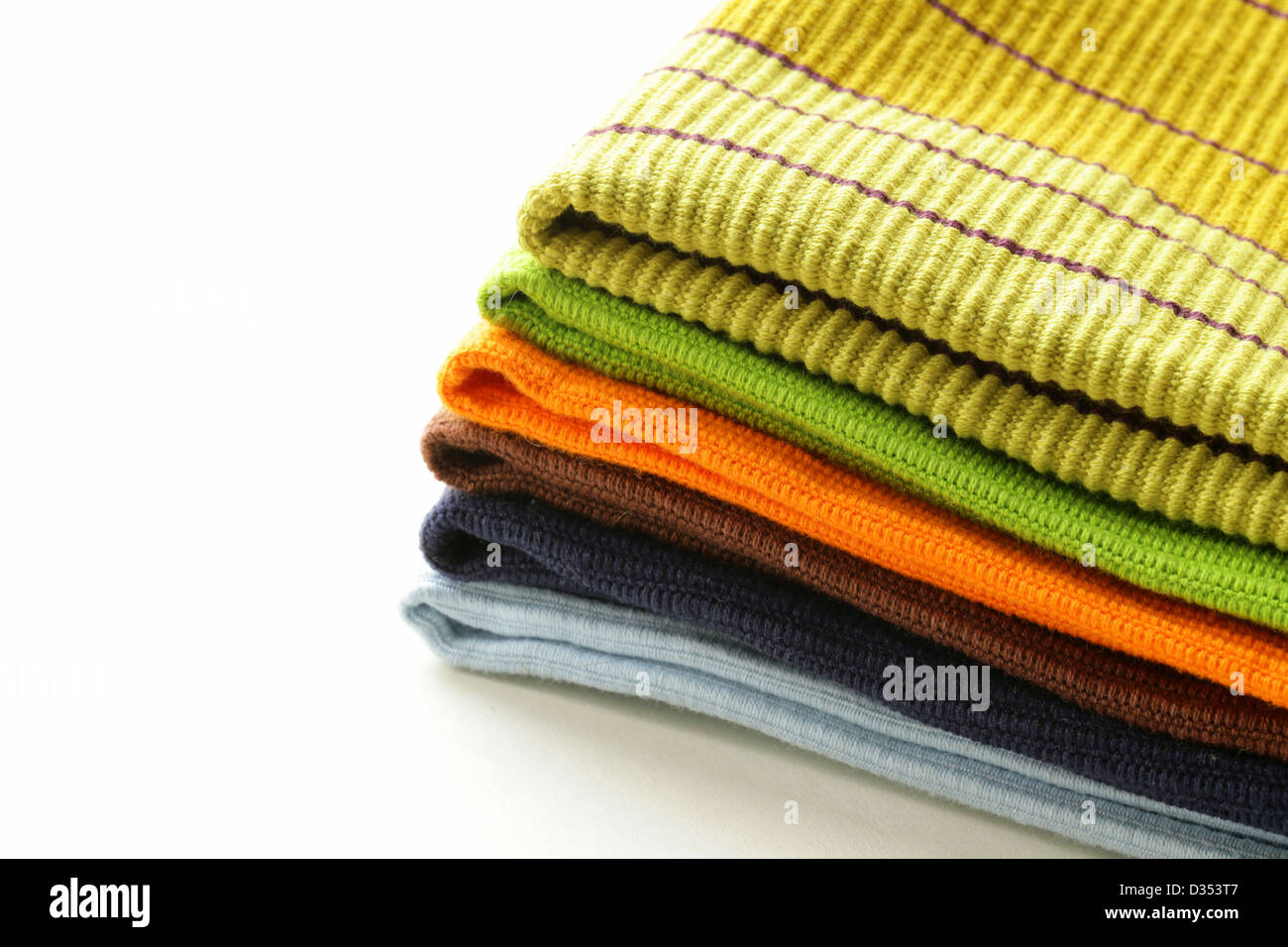 Pile of linen kitchen towels Stock Photo - Alamy
