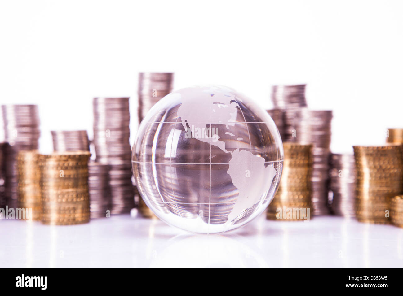 Financial concept. World and money isolated on white background Stock ...