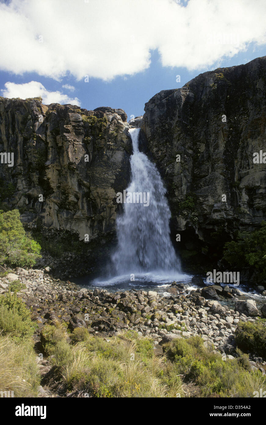 New Zealand, North Island, waterfall in Tongariro National Park Stock ...