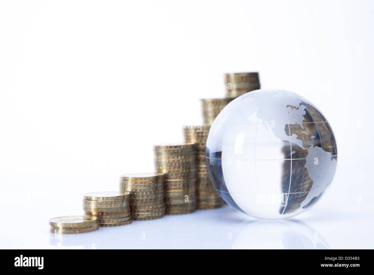 Financial concept. World and money isolated on white background Stock ...