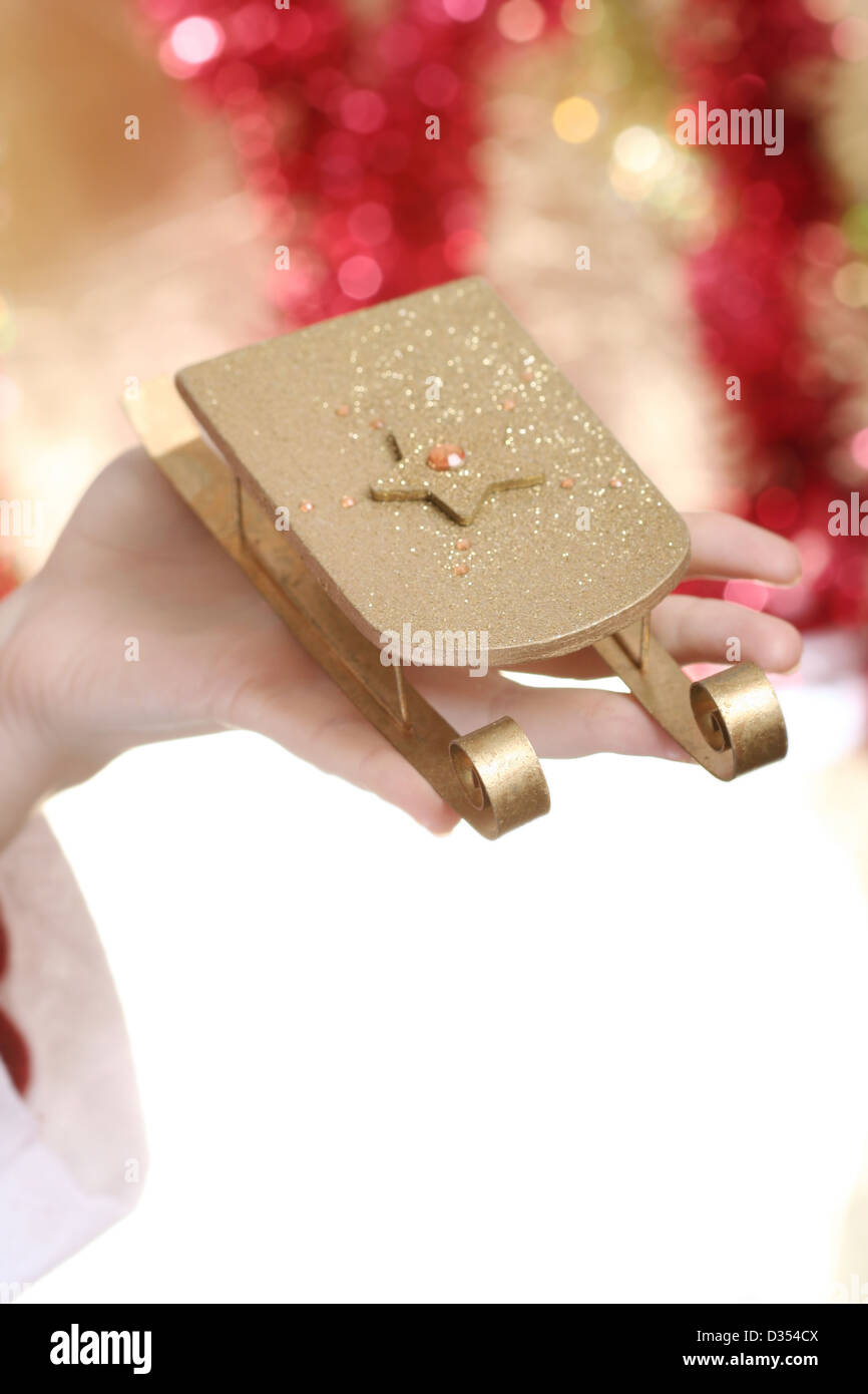 Close-up of beautiful yellow sleigh Stock Photo - Alamy