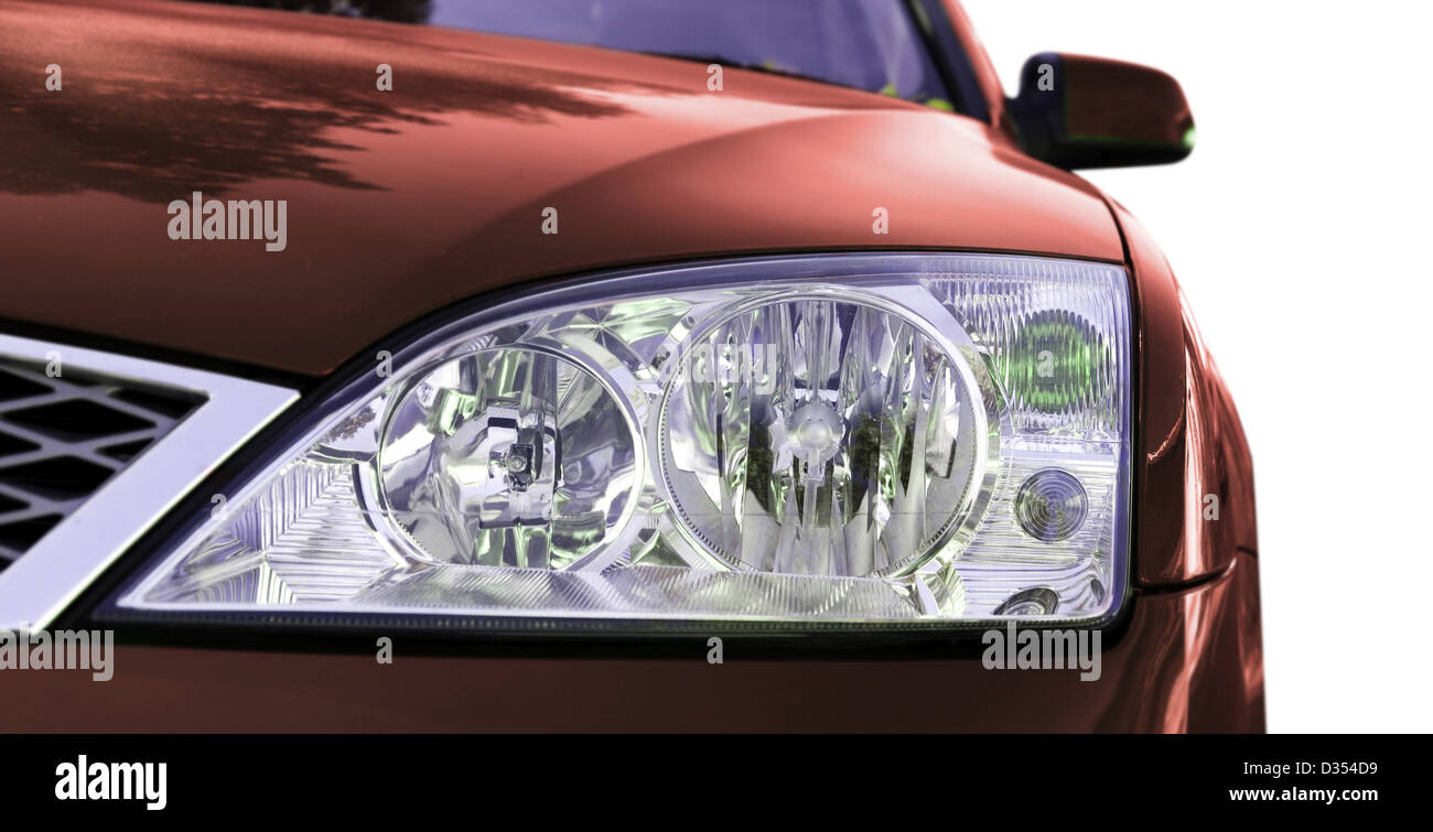 Red car isolated on white Stock Photo - Alamy