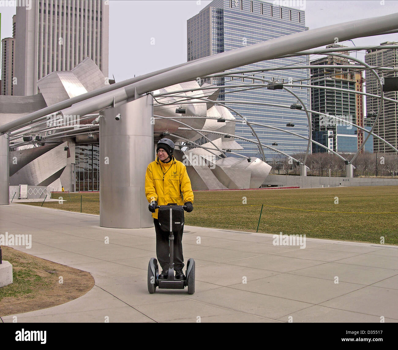 Millenium Park in the Loop area of Chicago, Illinois. Security person ...
