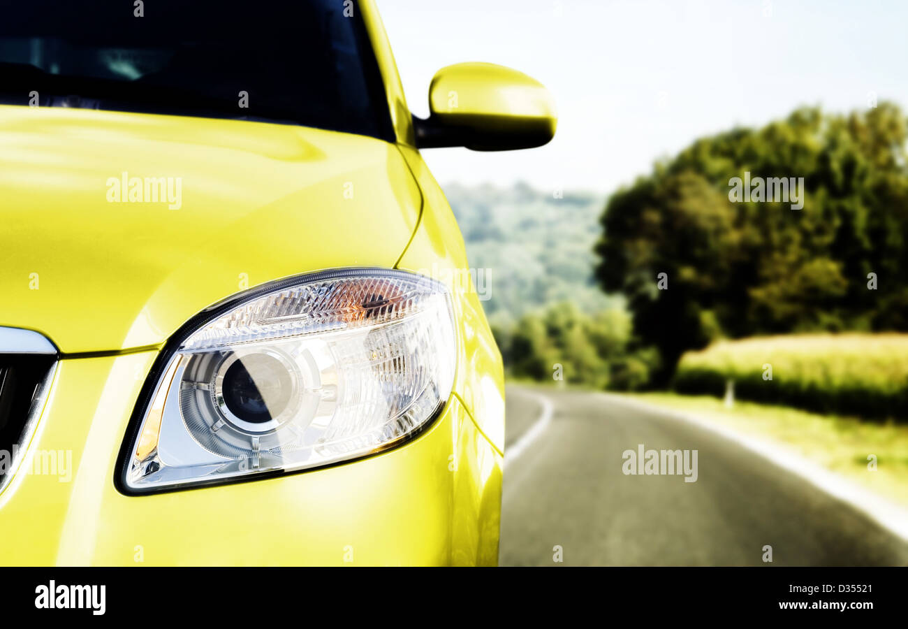 Great Car - Front side, half. On the road Stock Photo - Alamy