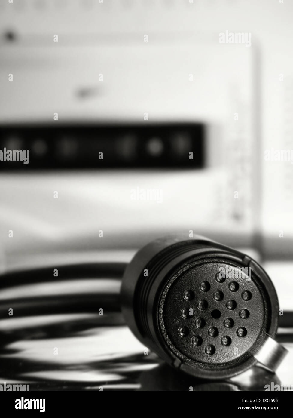 Microphone & Recorder in background - used by reporters Stock Photo - Alamy