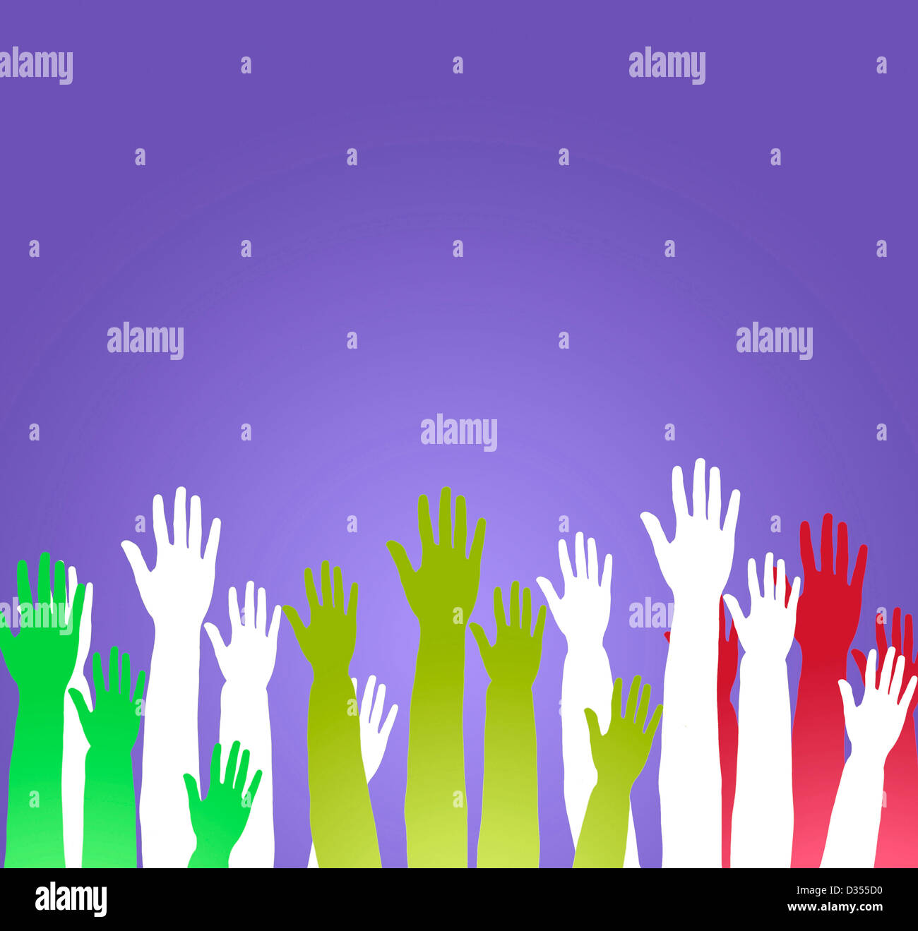 Lots of hands up, at a party. Isolated Stock Photo - Alamy