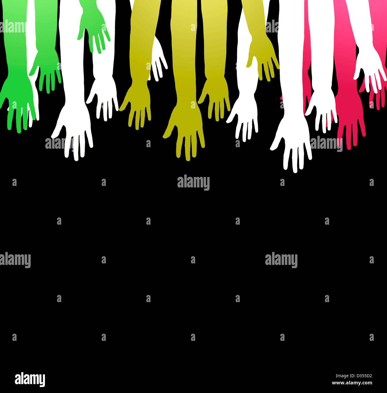 Lots of hands up, at a party. Isolated Stock Photo - Alamy