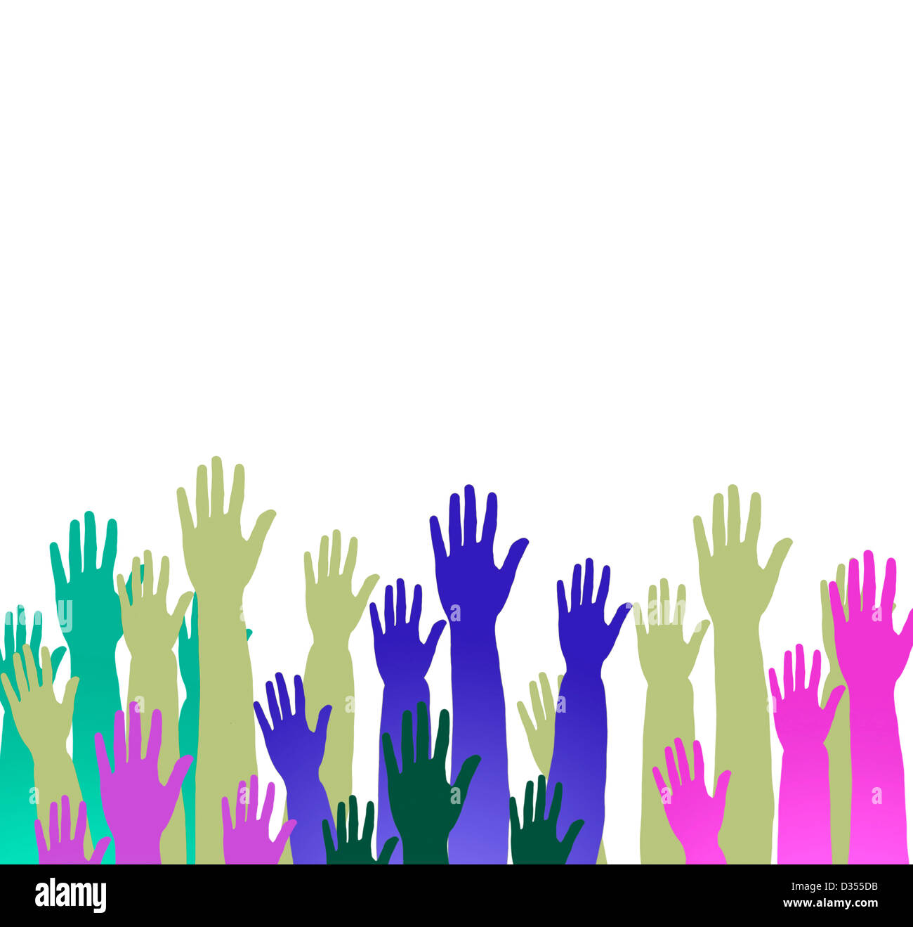 Lots of hands up, at a party. Isolated Stock Photo - Alamy