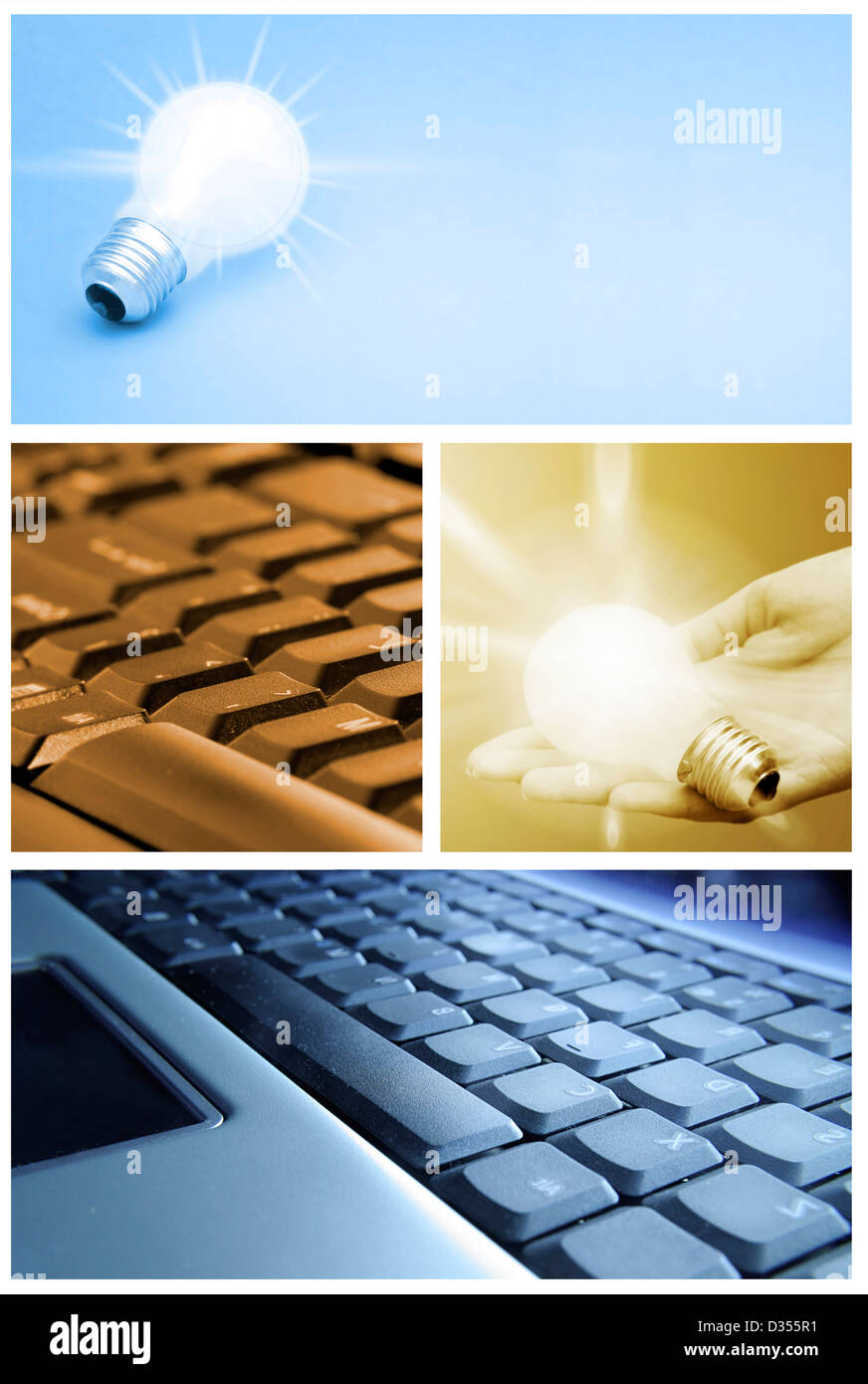 Technology collage: light bulb and keyboard Stock Photo - Alamy