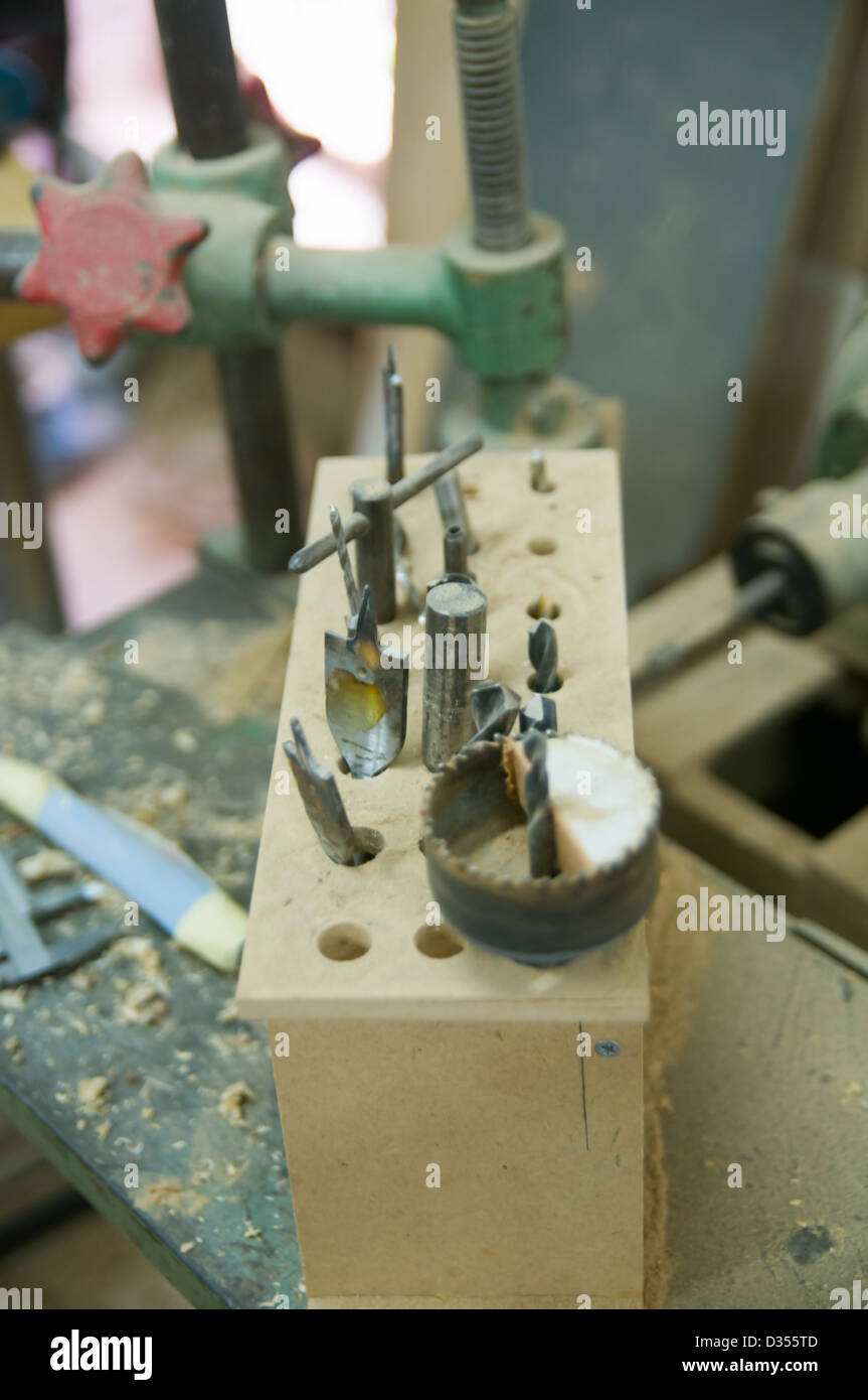 Carpenter's workshop drill bits Stock Photo - Alamy