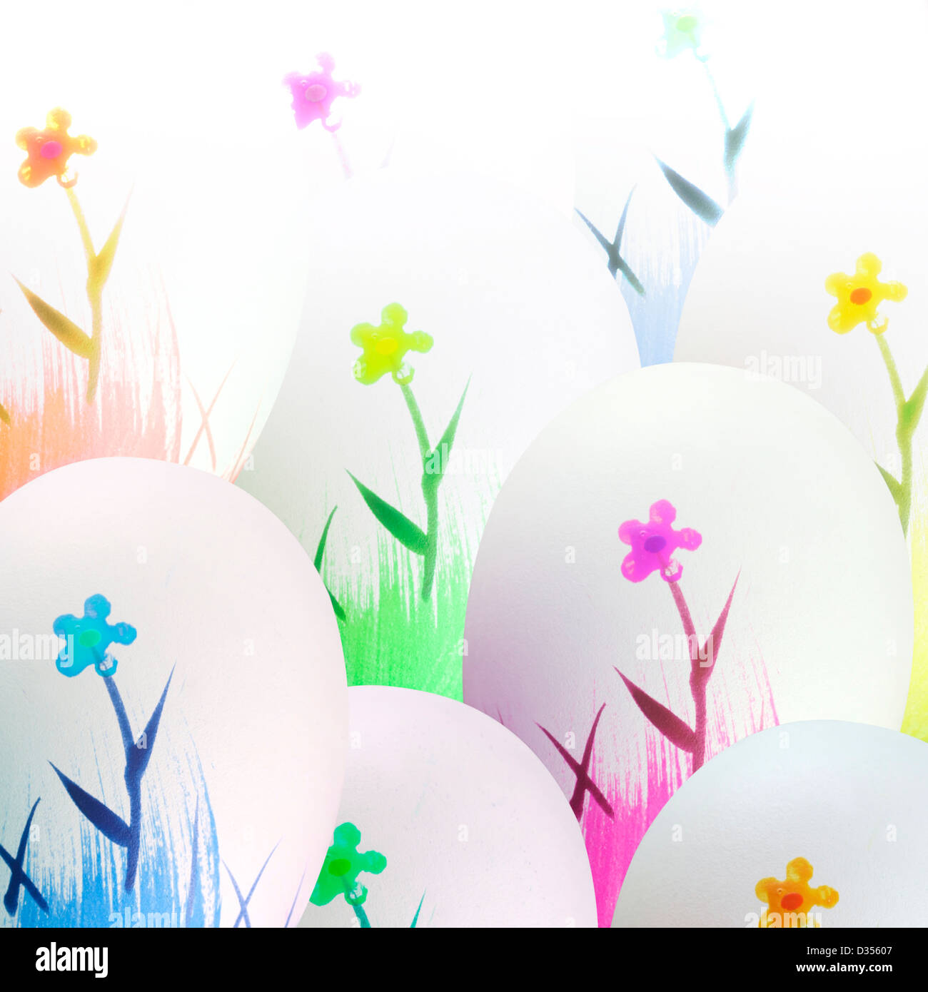 Falling easter eggs - well painted - raining Stock Photo - Alamy
