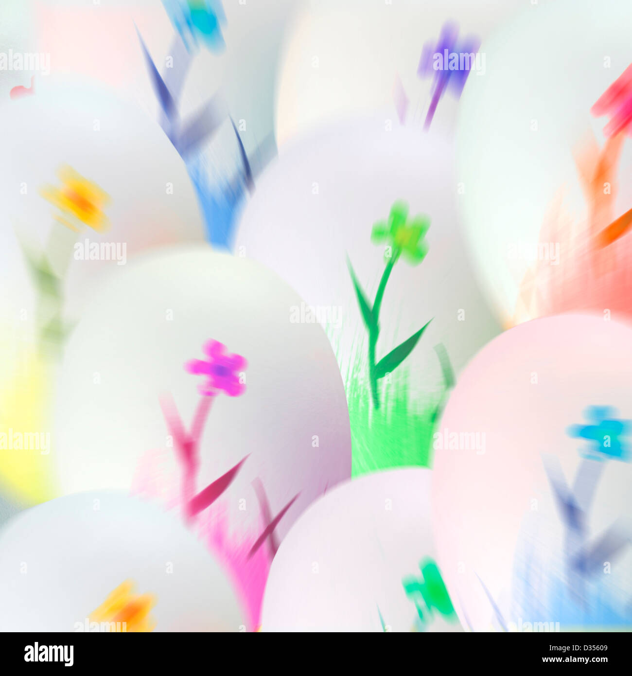 Falling easter eggs - well painted - raining Stock Photo - Alamy