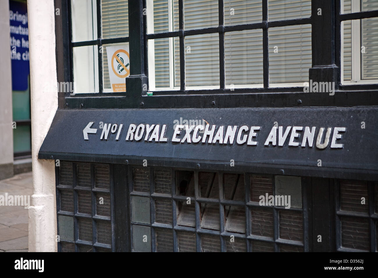 NO 1 ROYAL EXCHANGE AVENUE in London sign Stock Photo - Alamy