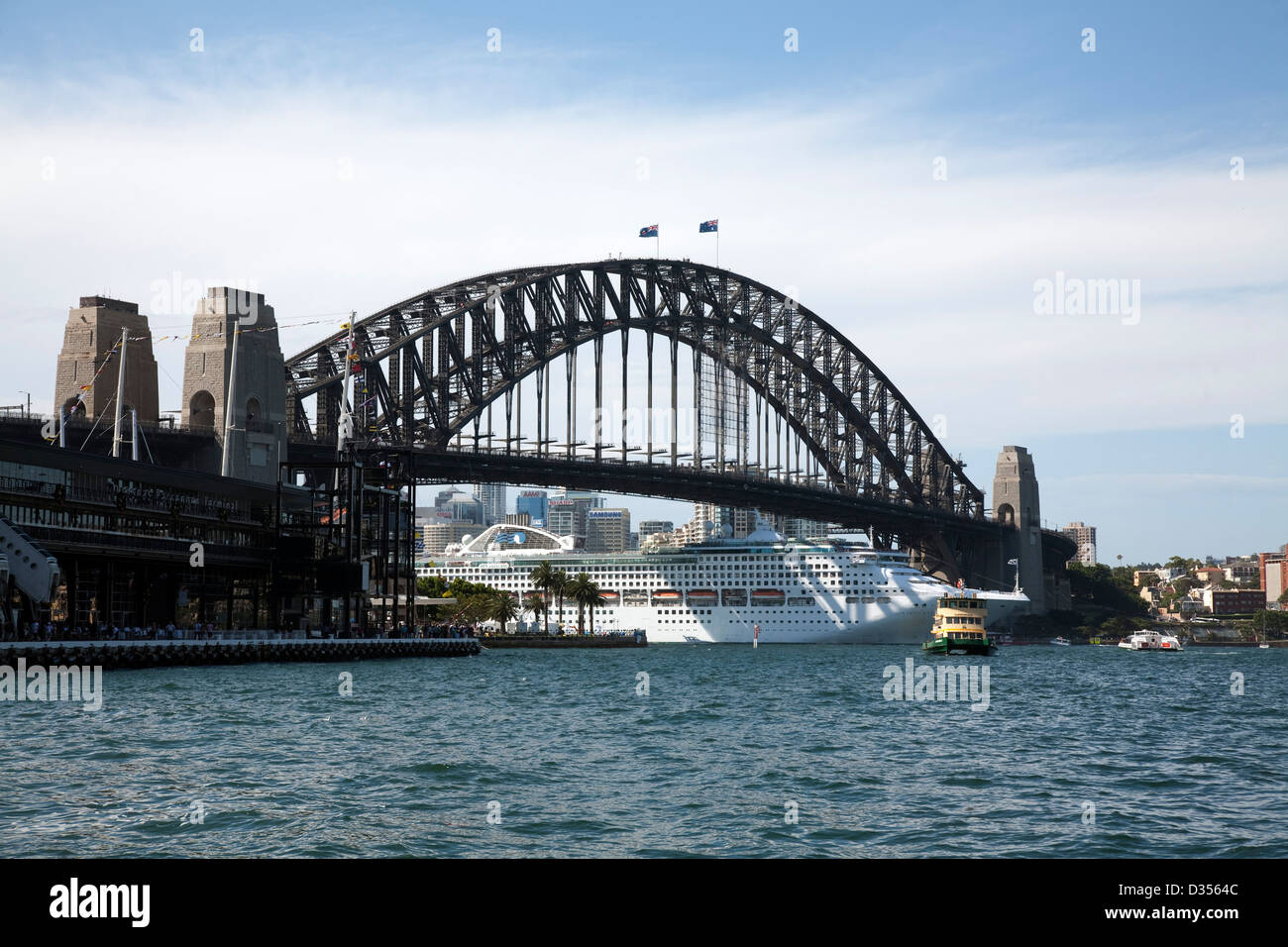 Sun Princess Cruise ship departing under the Sydney Harbour Bridge ...