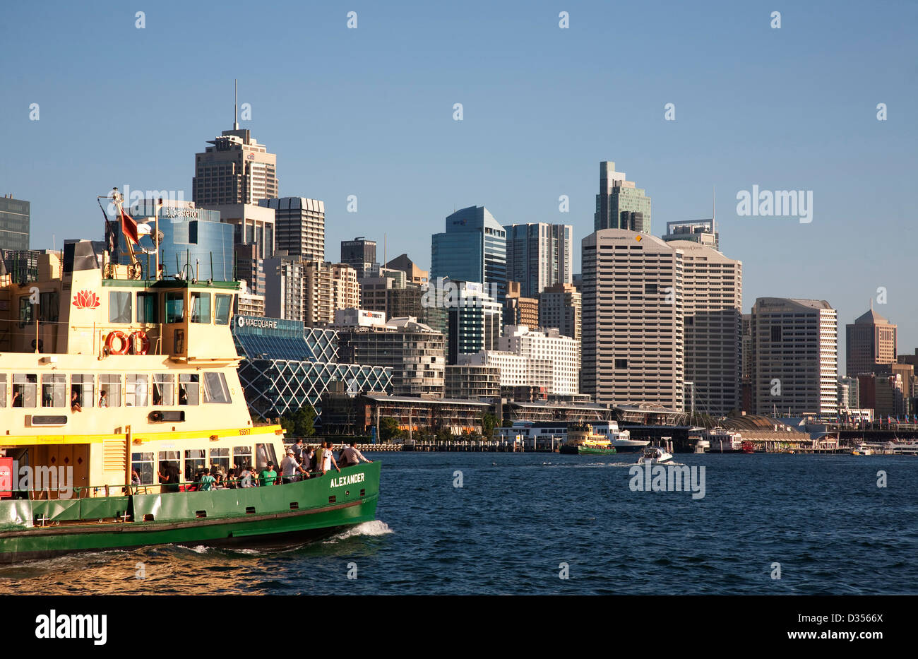 The Sydney Harbour ferry "Alexander" arriving in Darling Harbour Sydney ...