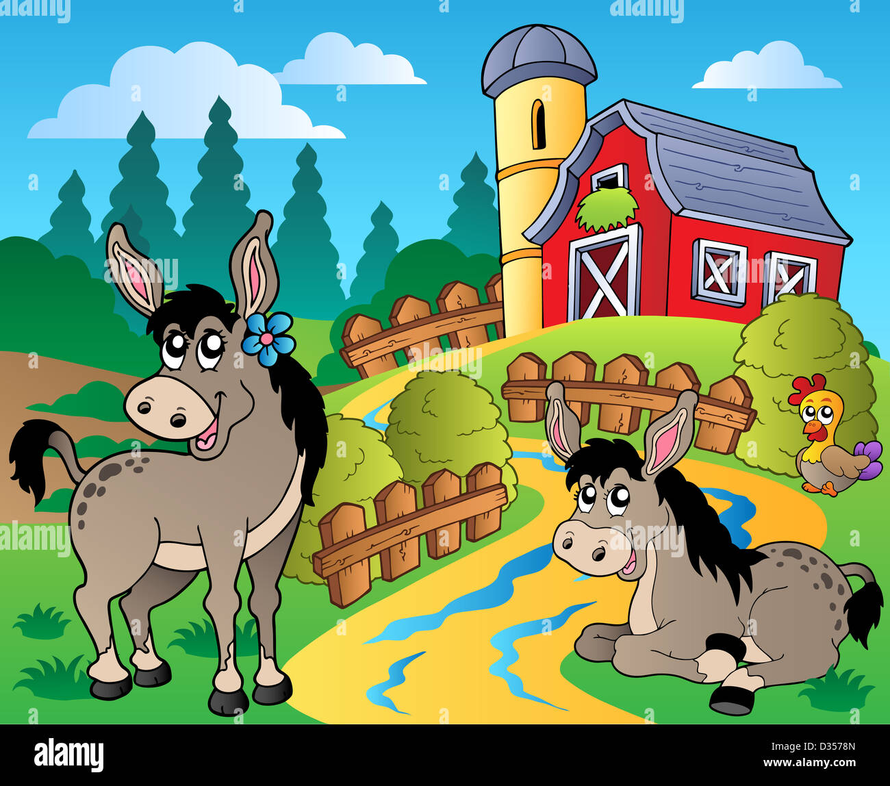 Farm animals country scene cartoon hi-res stock photography and images ...
