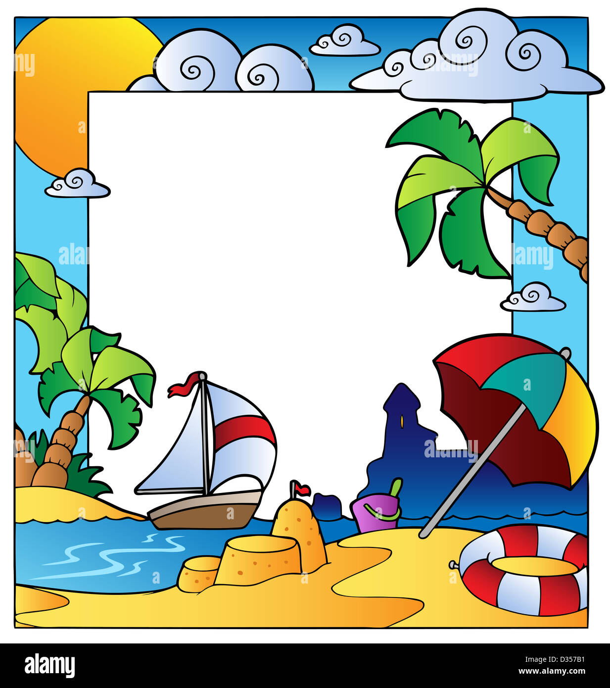 Frame with summertime theme 1 - color illustration Stock Photo - Alamy