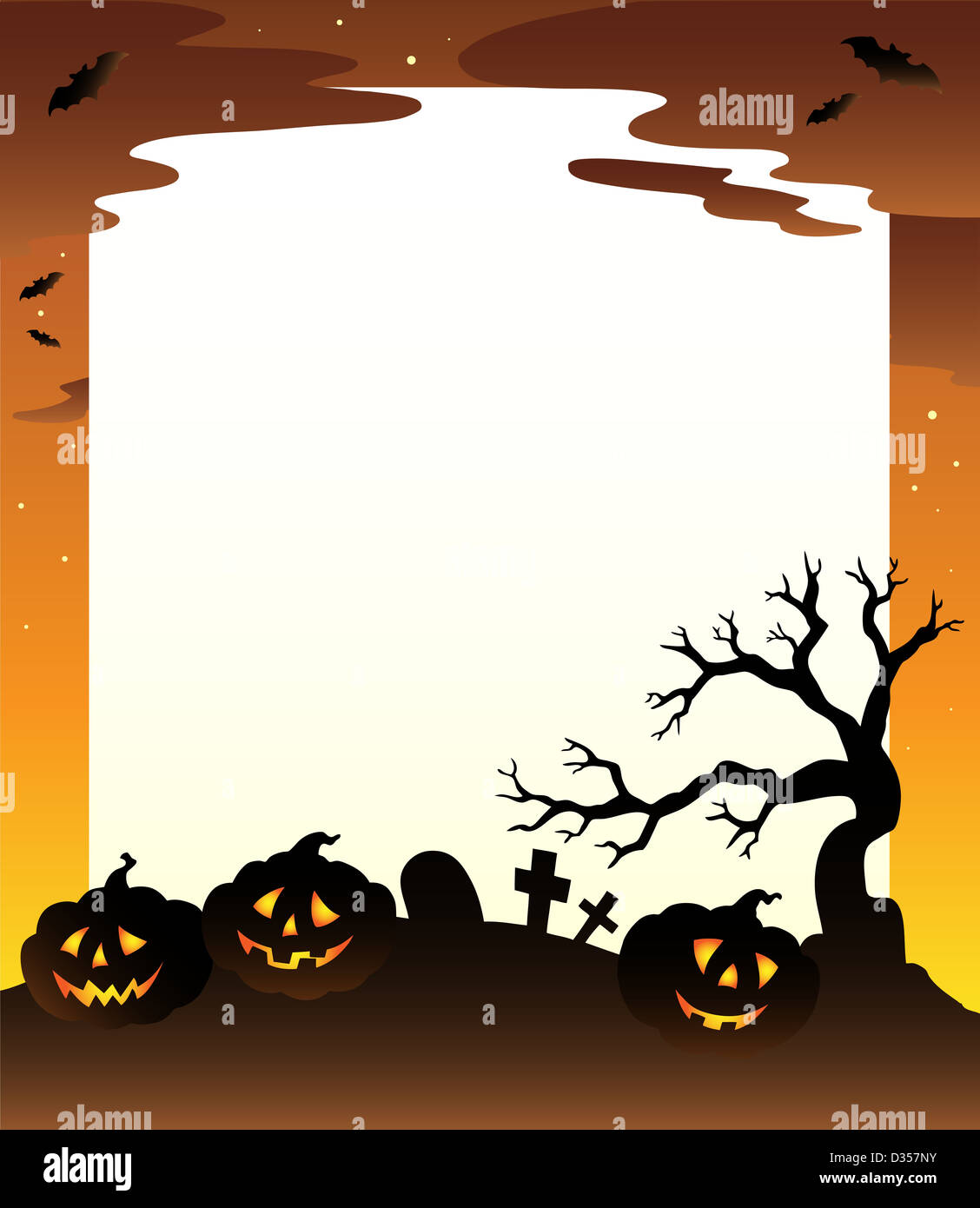 Frame with Halloween scenery 1 - color illustration Stock Photo - Alamy