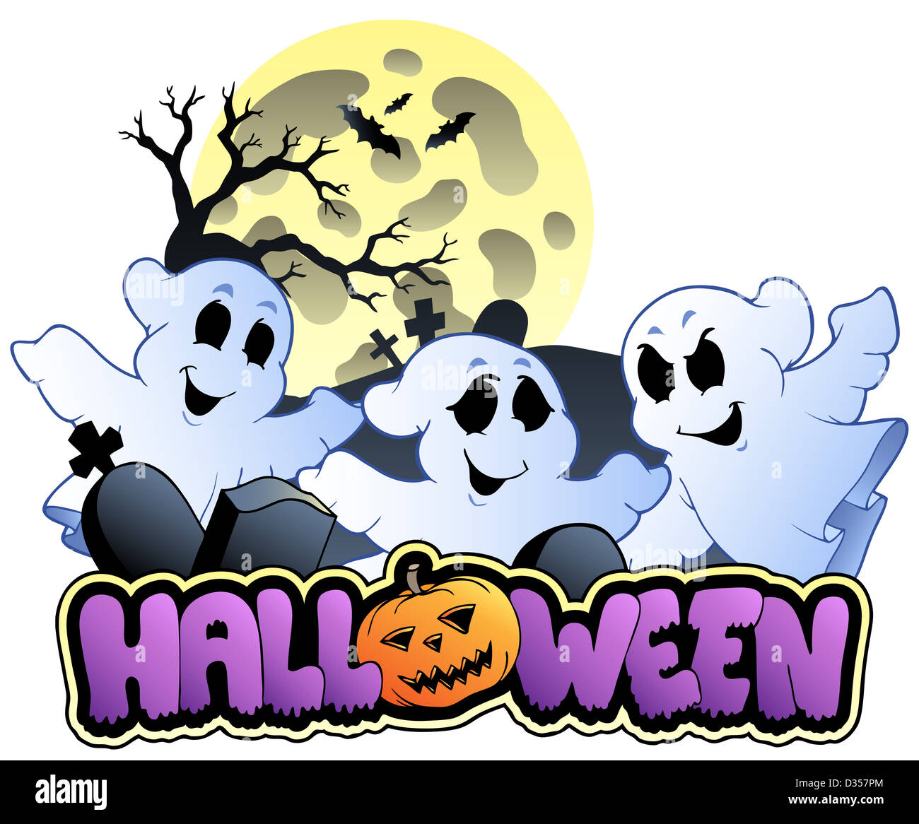 Halloween sign and image 1 - color illustration Stock Photo - Alamy