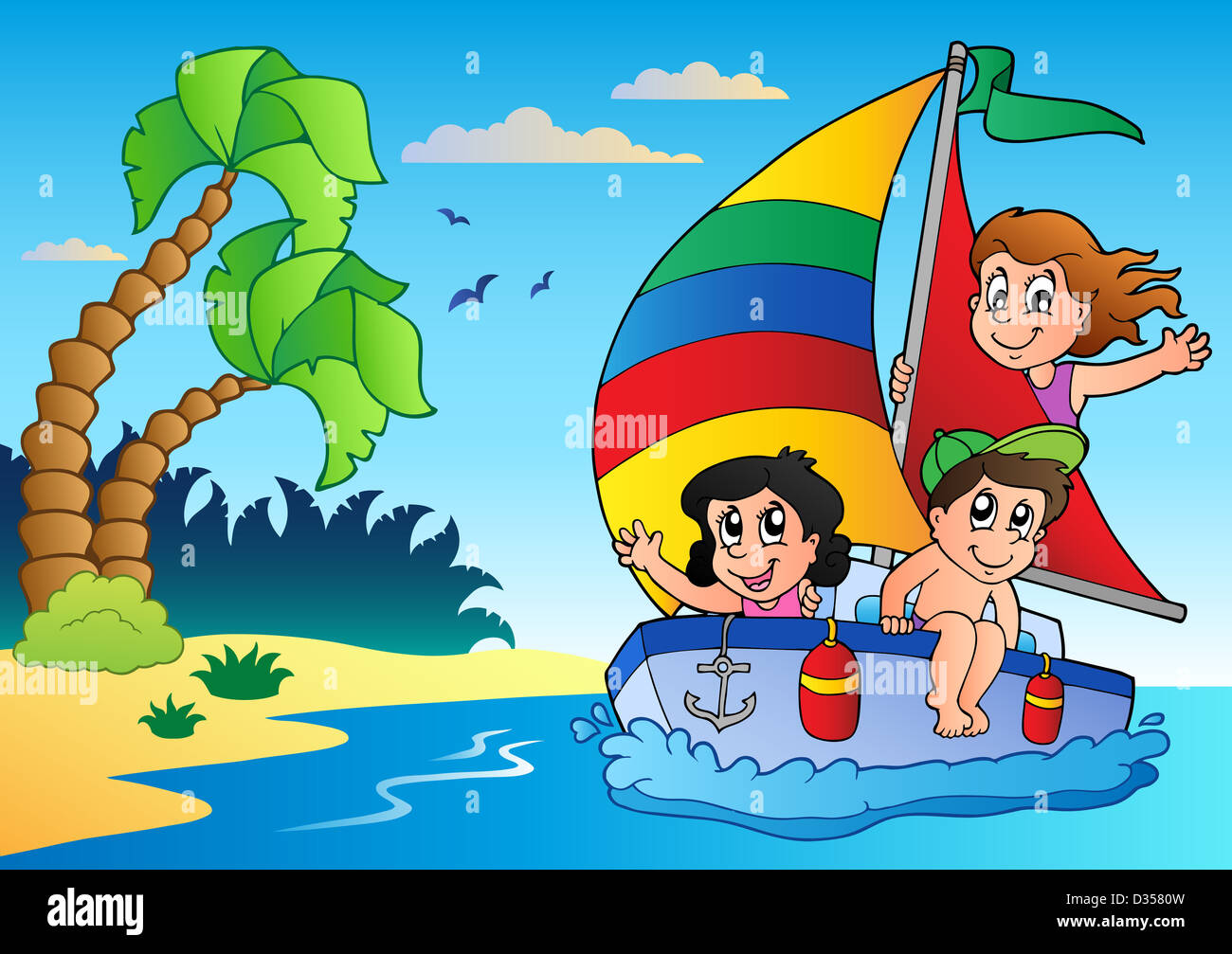 Summer theme image 5 - color illustration Stock Photo - Alamy