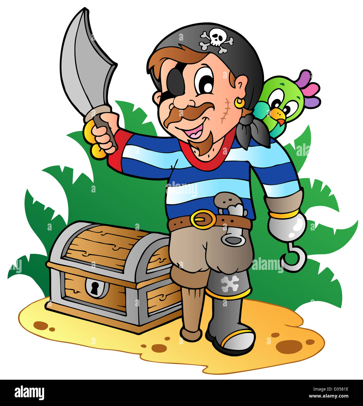 Young cartoon pirate 2 - color illustration Stock Photo - Alamy