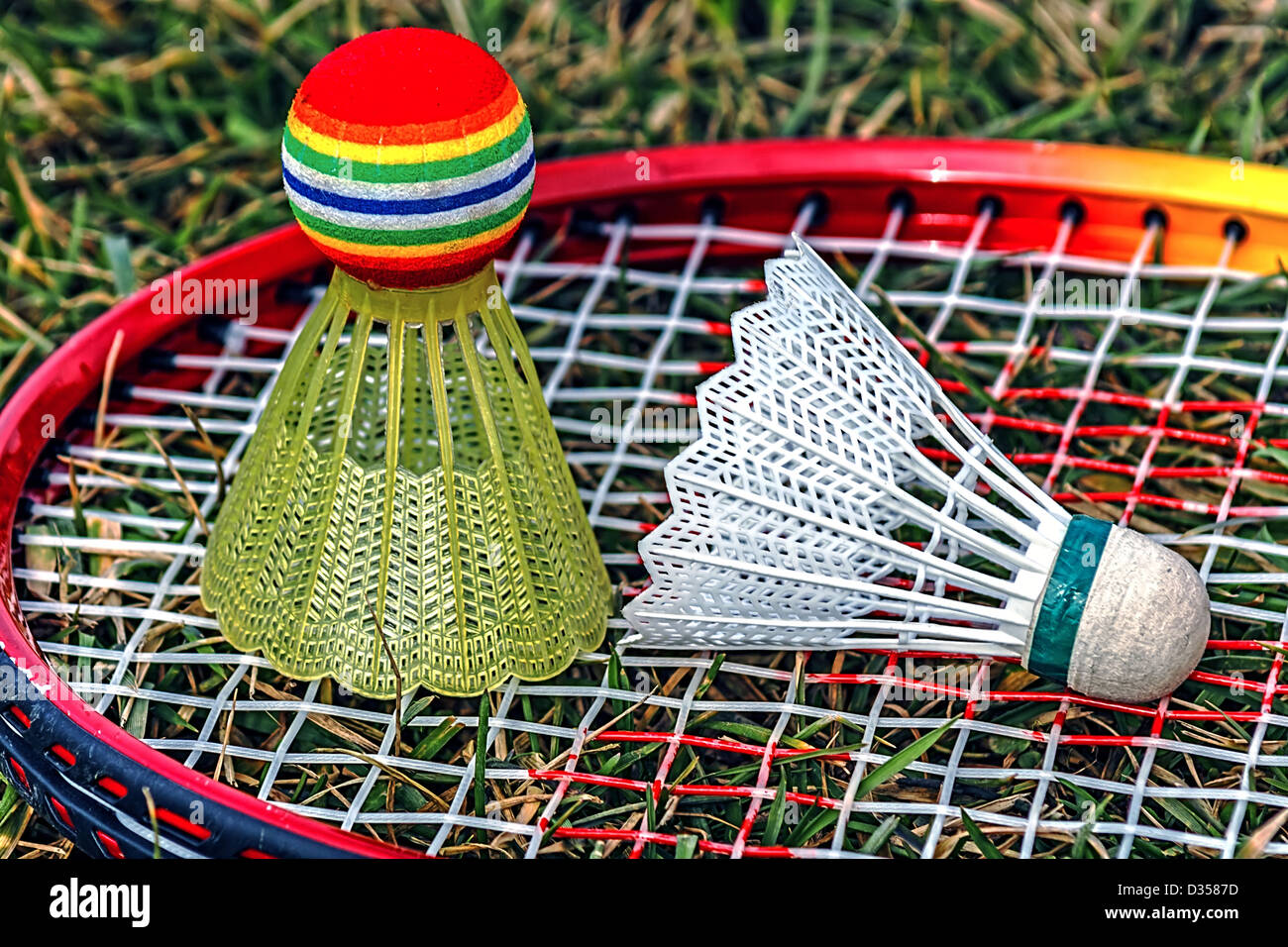Badminton rackets shuttlecocks placed on hi-res stock photography and ...