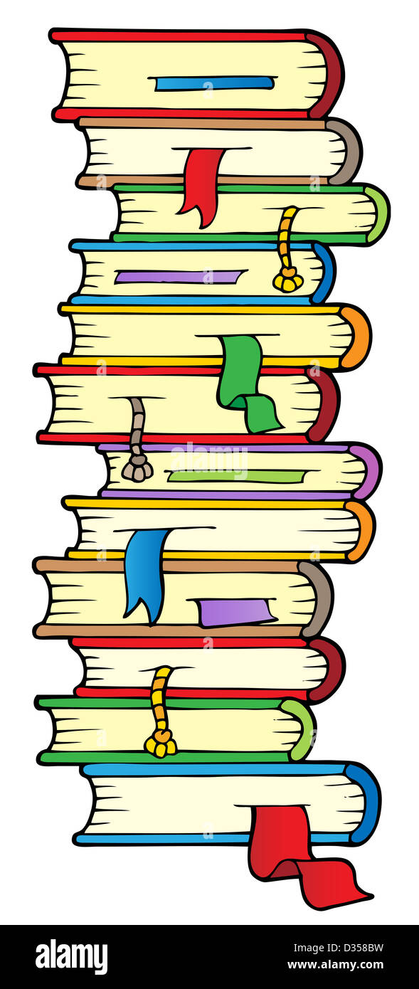 Big column of books - isolated illustration Stock Photo - Alamy