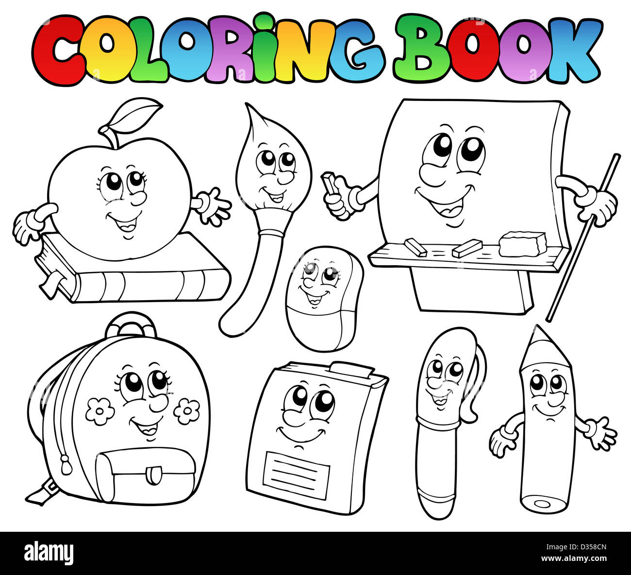 Coloring book school cartoons thematic hi-res stock photography and ...