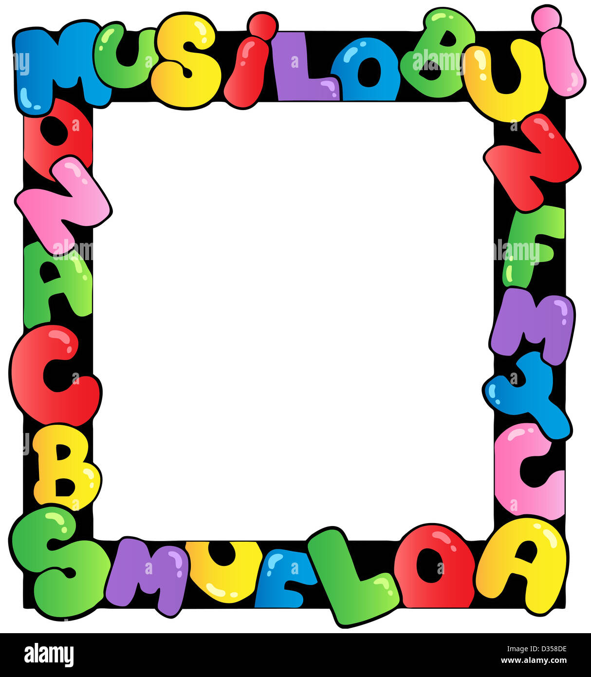 Frame with cartoon letters - color illustration Stock Photo - Alamy
