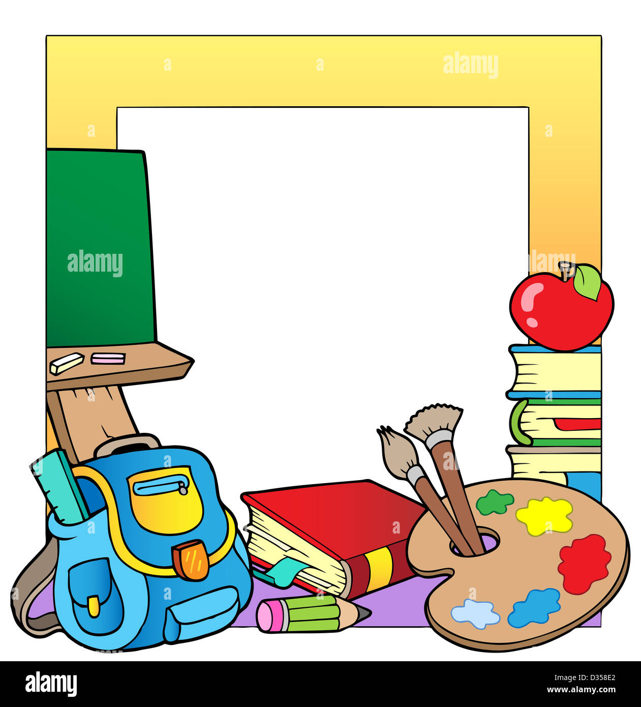 School theme frame 2 - color illustration Stock Photo - Alamy