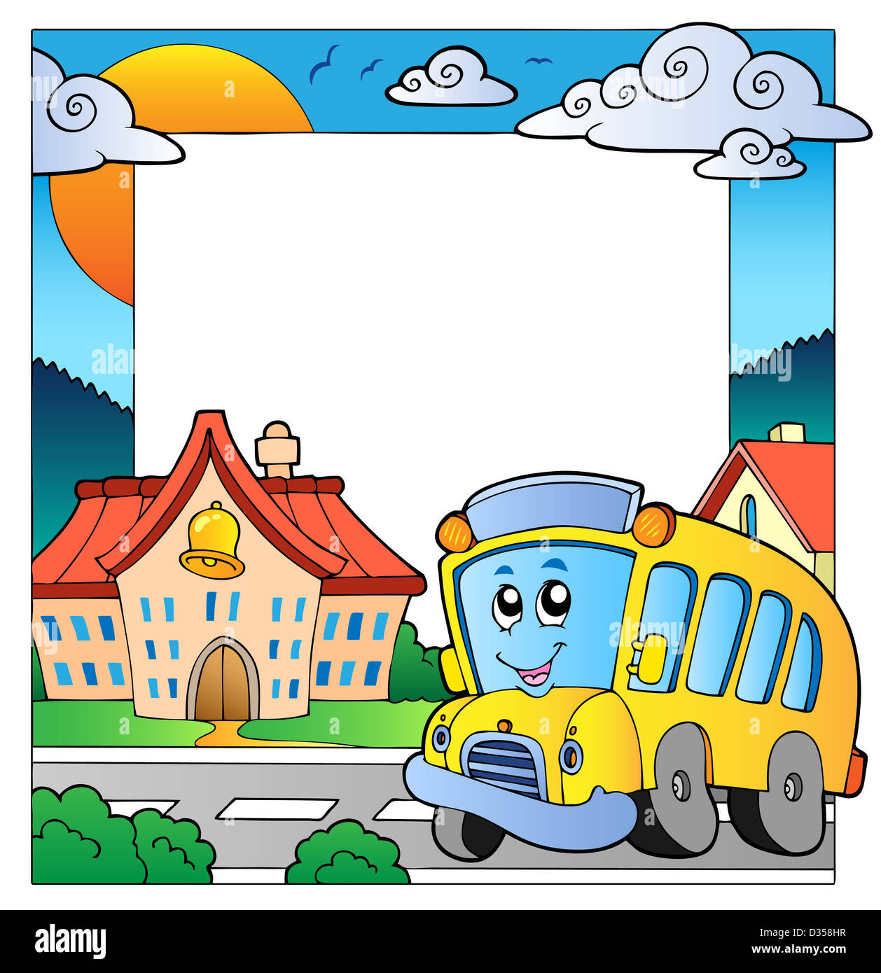 School theme frame 5 - color illustration Stock Photo - Alamy