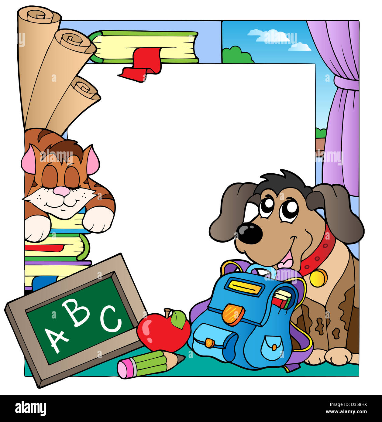 School theme frame 7 - color illustration Stock Photo - Alamy