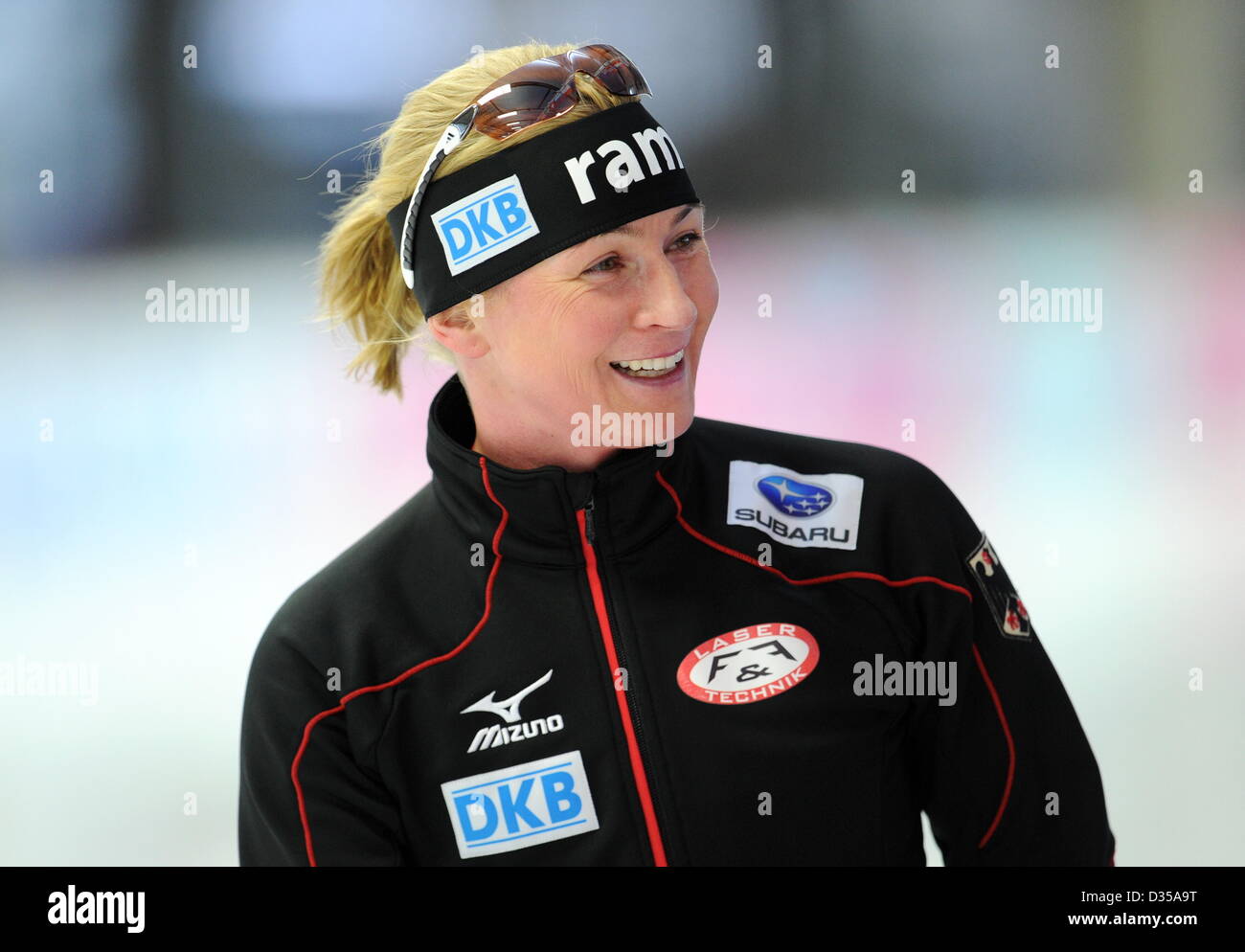 German speed skater Claudia Pechstein smiles during the Speed Skating ...