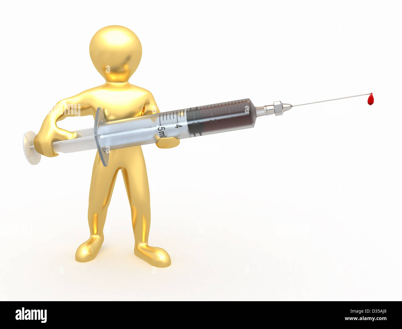 Men with syringe on white isolated background. 3d Stock Photo - Alamy
