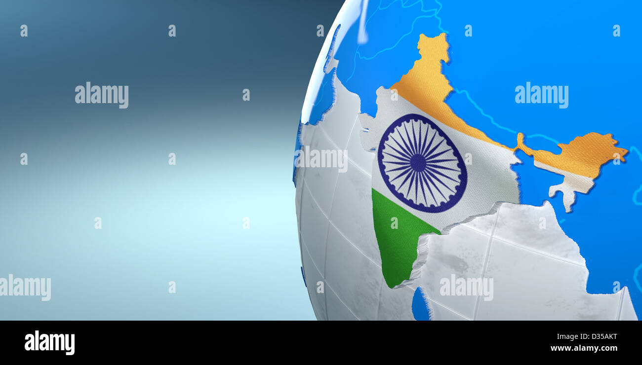 Map of the India on Earth in the national colors. 3d Stock Photo - Alamy
