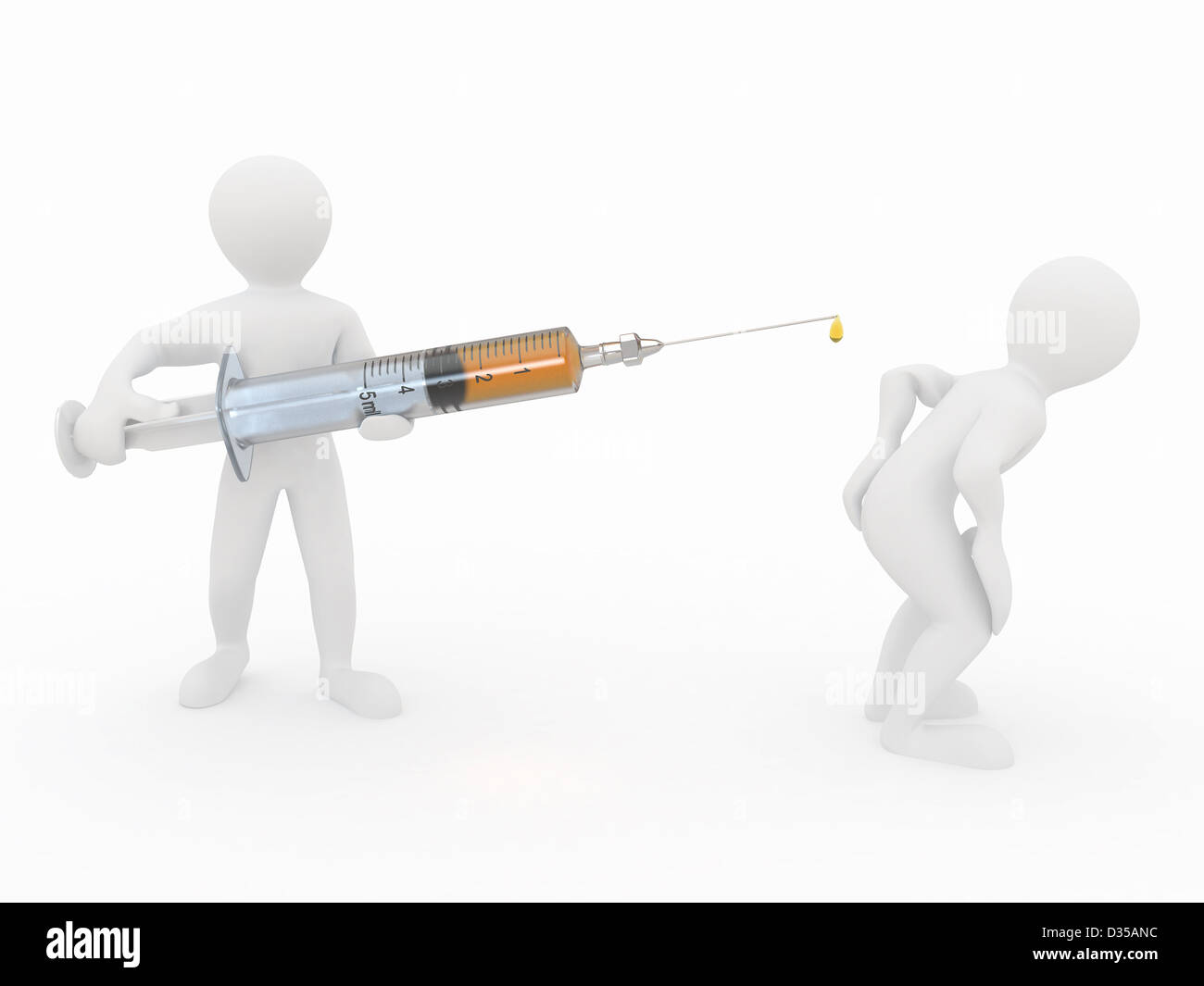 Men with syringe on white isolated background. 3d Stock Photo - Alamy