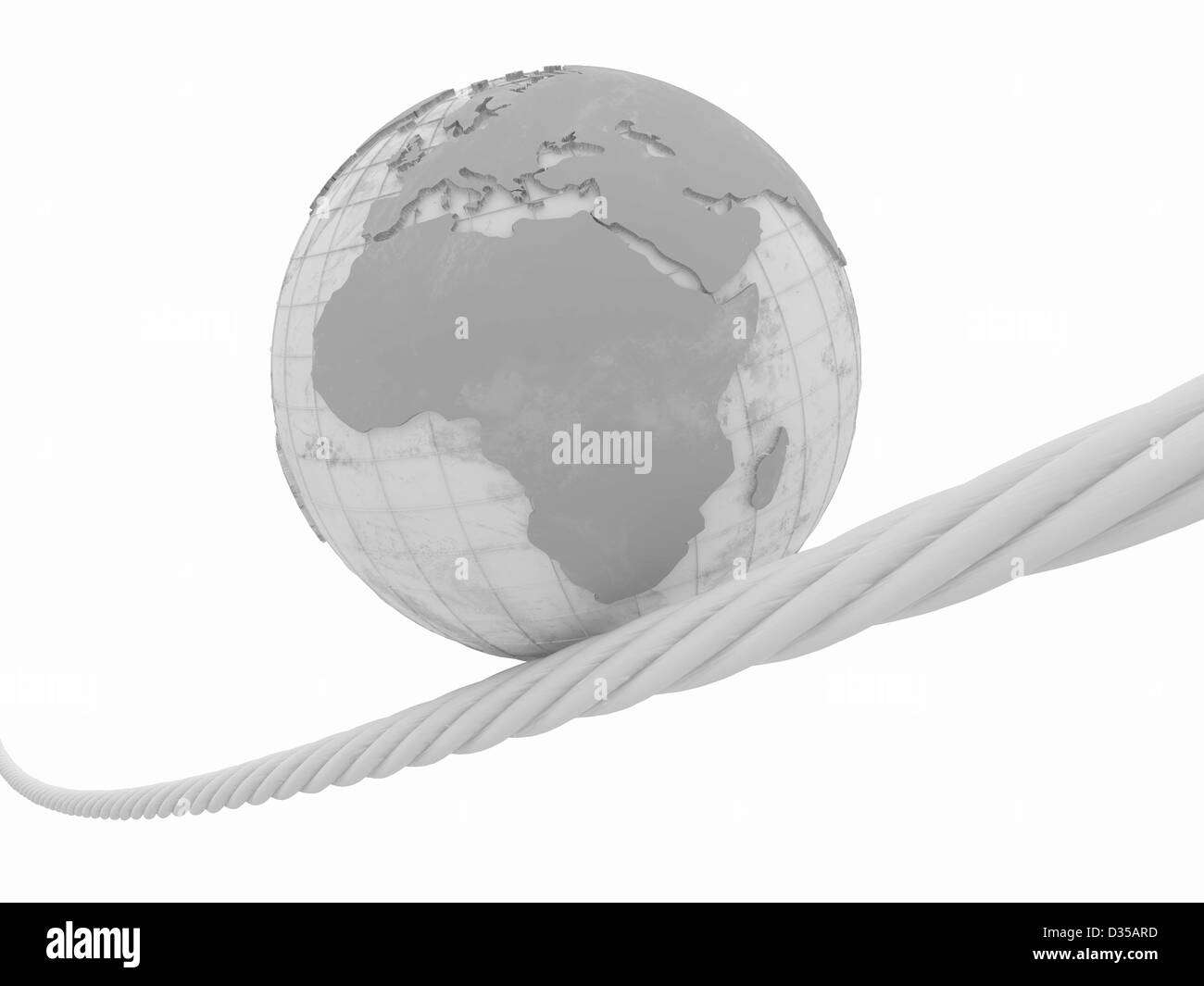 Earth on rope on white isolated background. 3d Stock Photo - Alamy
